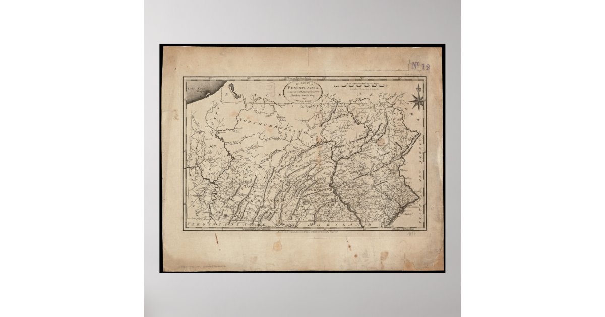 State of Pennsylvania Vintage Map Poster | Zazzle