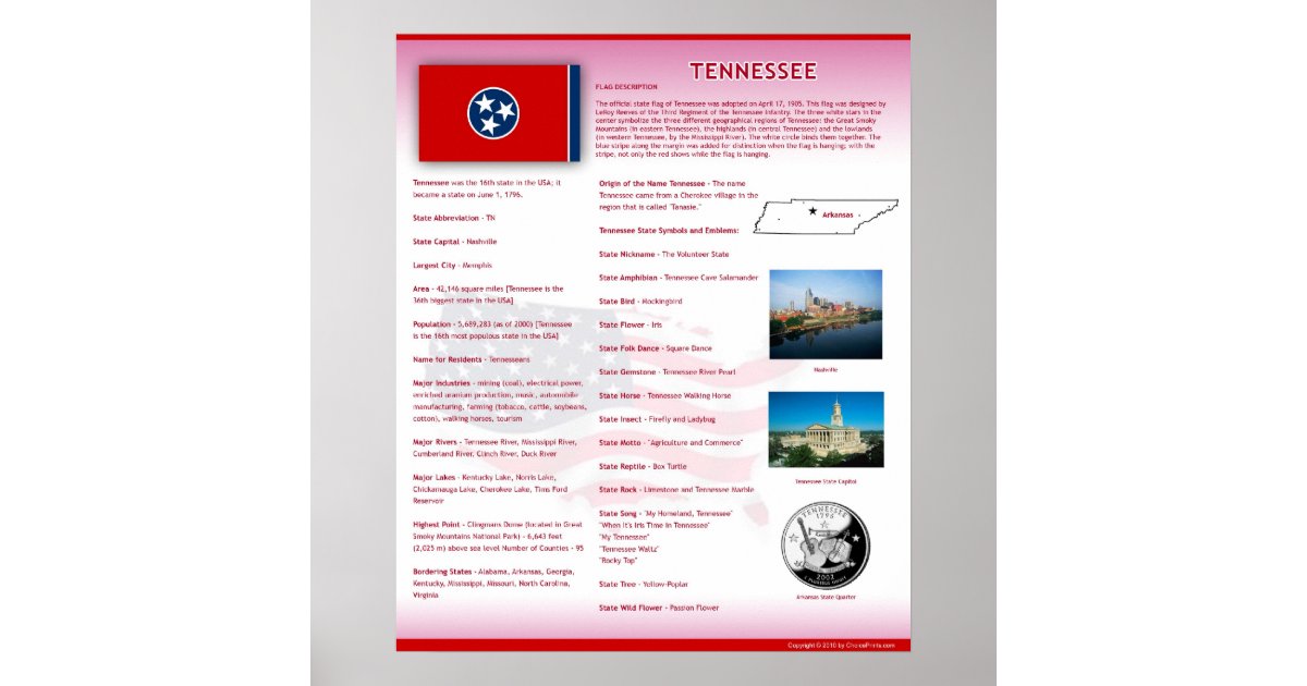 State of Tennessee,TN Posters | Zazzle