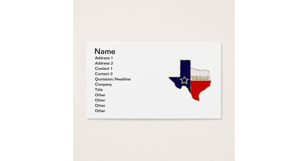 STATE OF TEXAS BUSINESS CARD | Zazzle.com