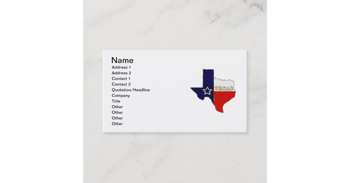 STATE OF TEXAS BUSINESS CARD | Zazzle