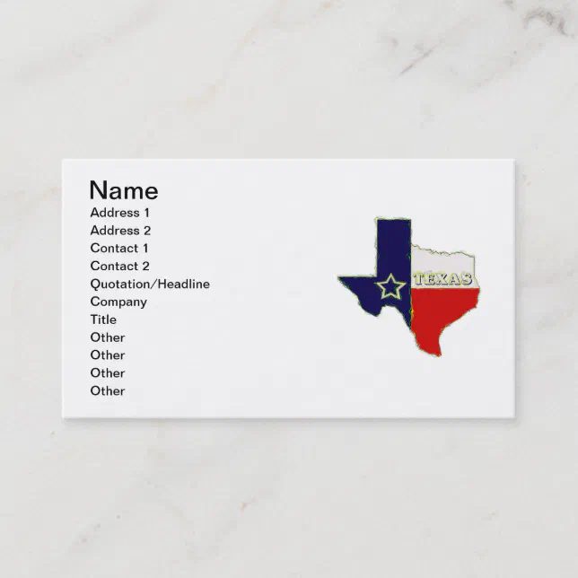 STATE OF TEXAS BUSINESS CARD | Zazzle