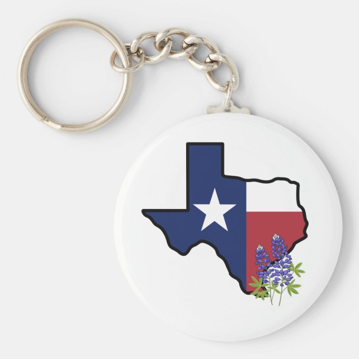 State of Texas Flag with State Flower Bluebonnet Keychain | Zazzle.com