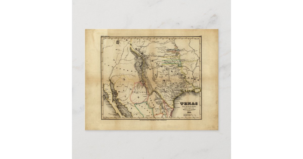 State of Texas Map (1846) Postcard | Zazzle