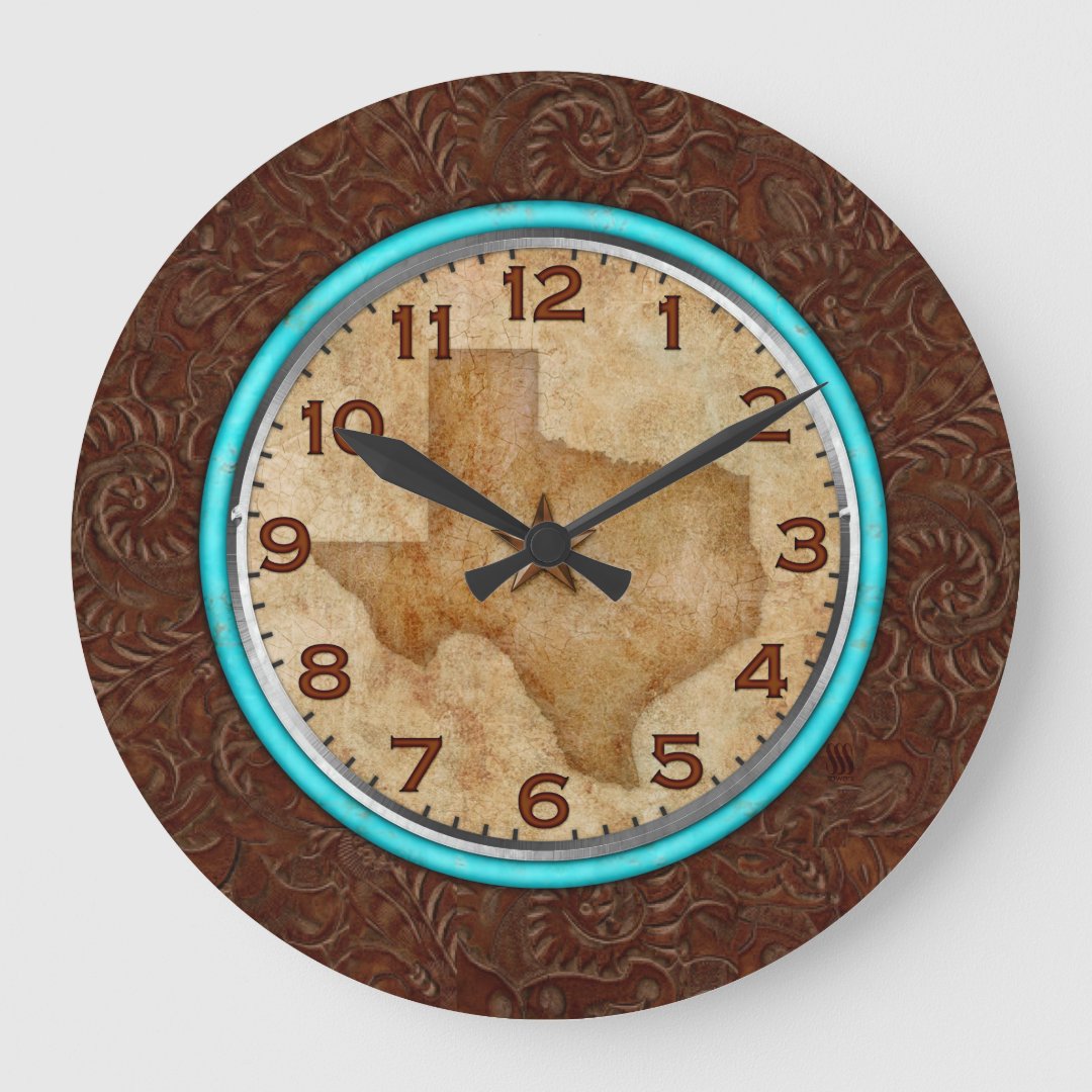 State of Texas Round LG Wall Clock | Zazzle