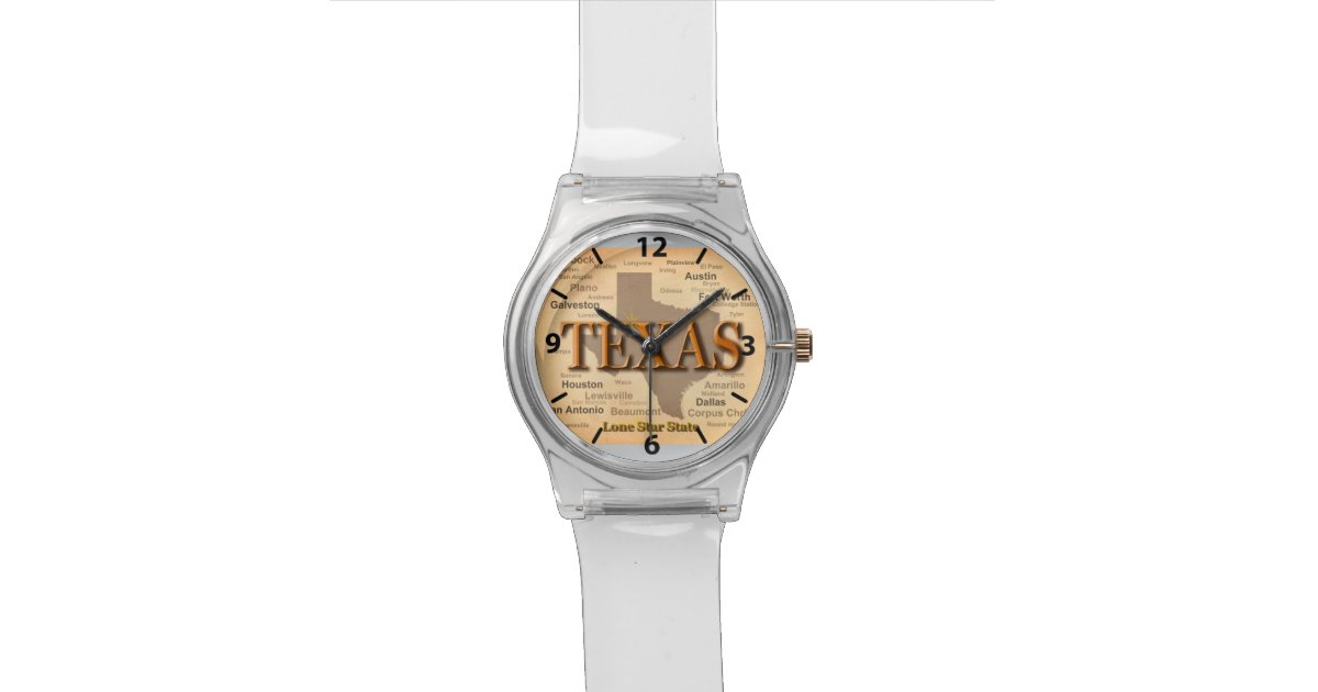 State of Texas Vintage Map, Austin, Houston Wrist Watch | Zazzle