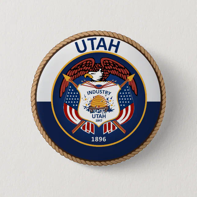 State of Utah Flag Seal Button | Zazzle