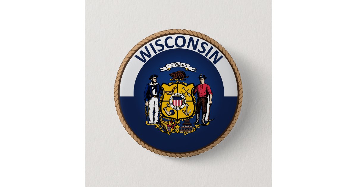 State of Wisconsin Flag Seal Button | Zazzle