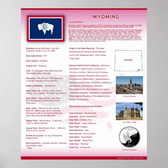 State of Wyoming,WY Posters | Zazzle