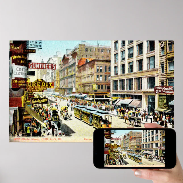 State Street, Chicago, Illinois 1905 Vintage Poster | Zazzle
