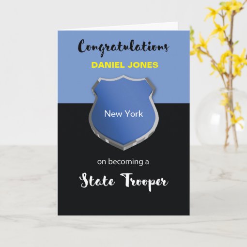 State Trooper, Congratulations, Custom Name/State Card | Zazzle