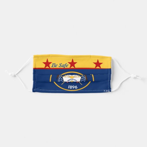 State Utah Flag on Gold Red Adult Cloth Face Mask | Zazzle
