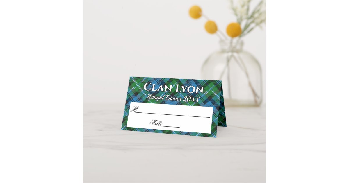 Stately Clan Lyon Tartan Motto Place Card | Zazzle
