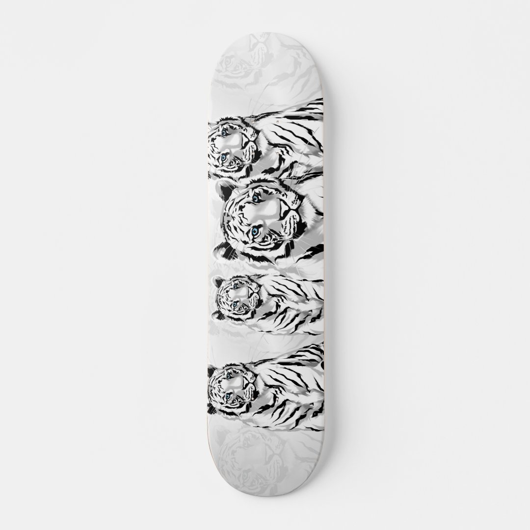 Stately White Tiger Skateboard | Zazzle