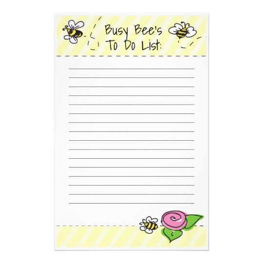 Stationary Busy Bee's To Do List Stationery | Zazzle.com