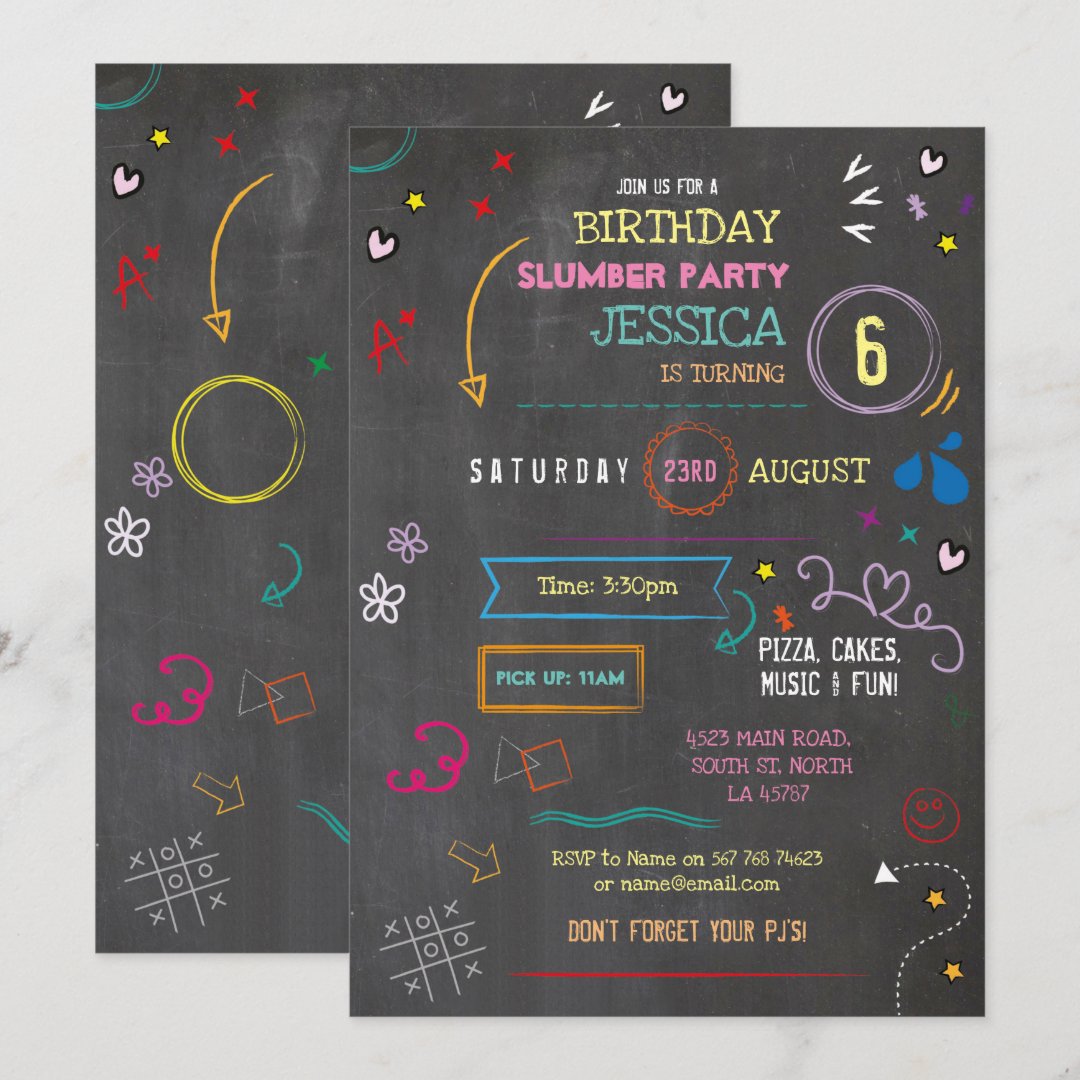 Stationary Party Craft Pens Art Chalk Birthday Invitation | Zazzle