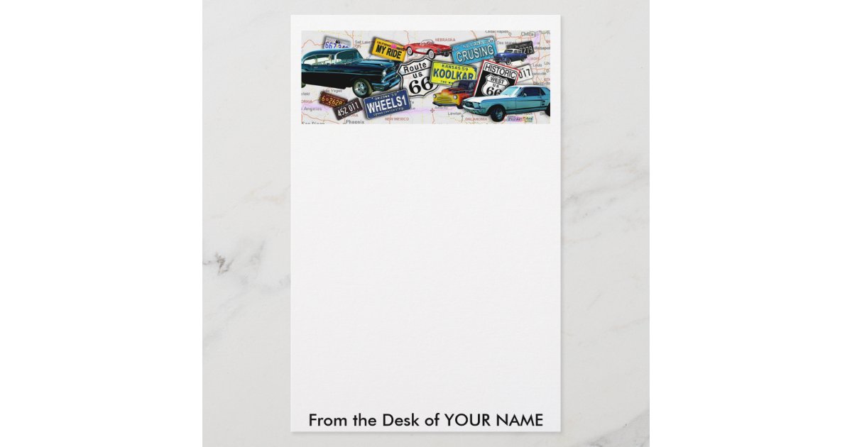 Stationary - Route 66_Classic Cars Stationery | Zazzle