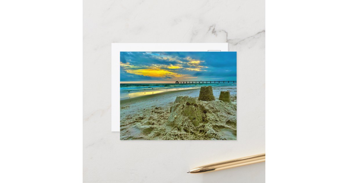 stationary, Sand Castles On The Beach Postcard | Zazzle