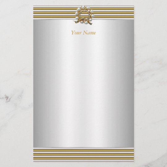 Stationery Elegant Gold Silver White Pearl | Zazzle.com