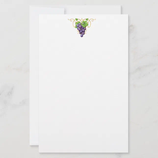 Stationery Paper-Grapes | Zazzle