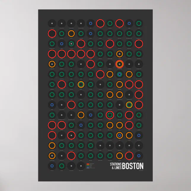 Stations & Lines: Boston (Dark) Poster | Zazzle