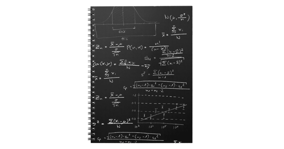 Statistics blackboard notebook | Zazzle