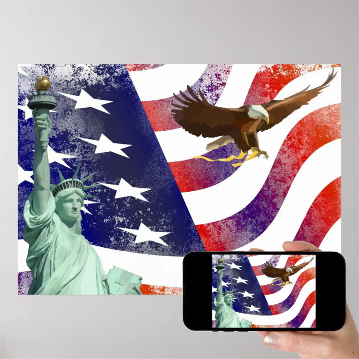 Statue of Liberty-bald eagle Poster | Zazzle