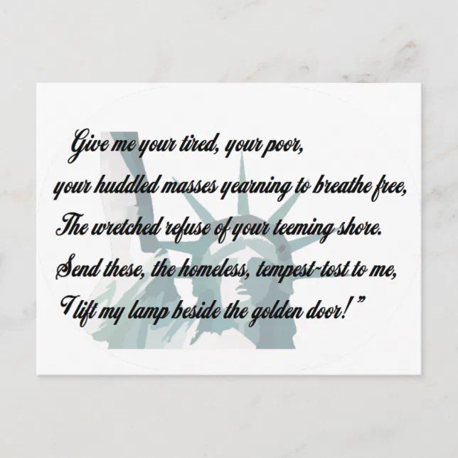 Statue of Liberty - Give me your tired... Postcard | Zazzle