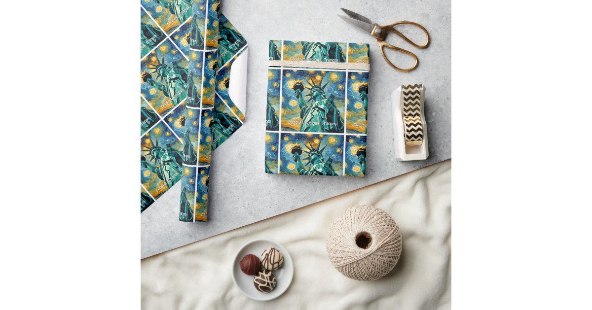 Statue of Liberty Impressionism Wrapping Paper | Zazzle