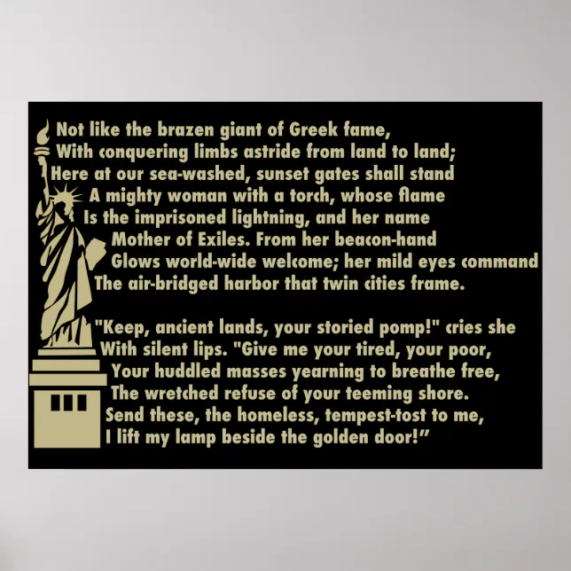 Statue of Liberty - New Colossus Patriotic Poem Poster | Zazzle