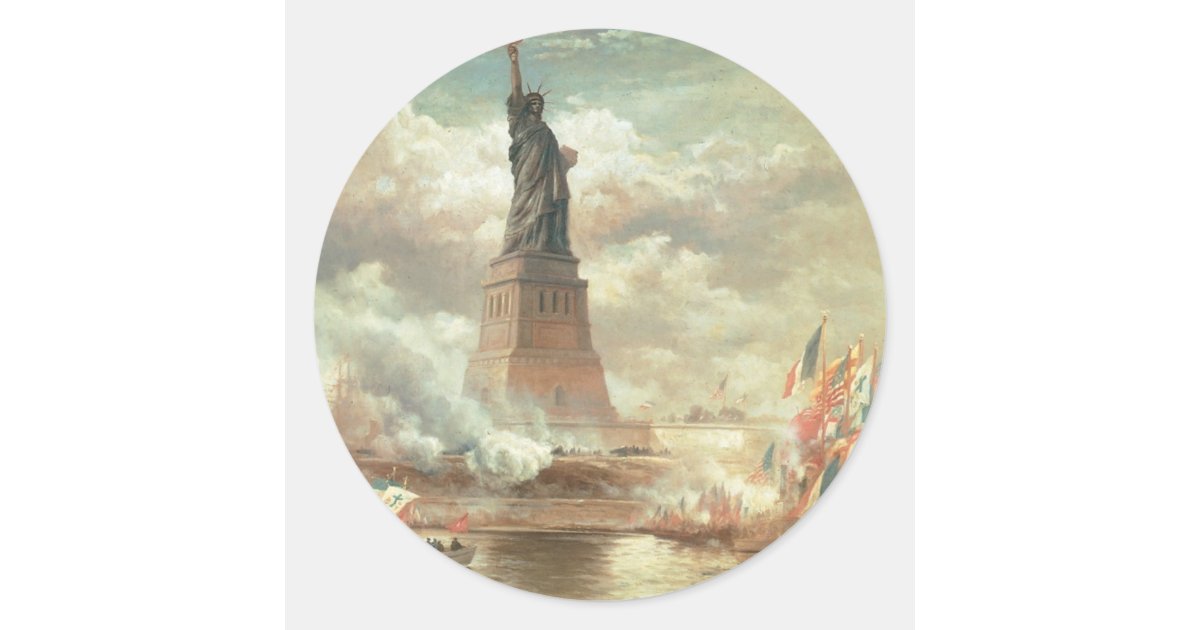 Statue of Liberty, New York circa 1800's Classic Round Sticker | Zazzle