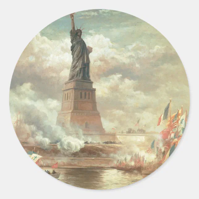 Statue of Liberty, New York circa 1800's Classic Round Sticker | Zazzle