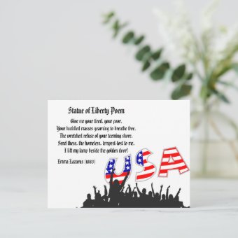 Statue of Liberty Poem, A Nation of Immigrants Postcard | Zazzle