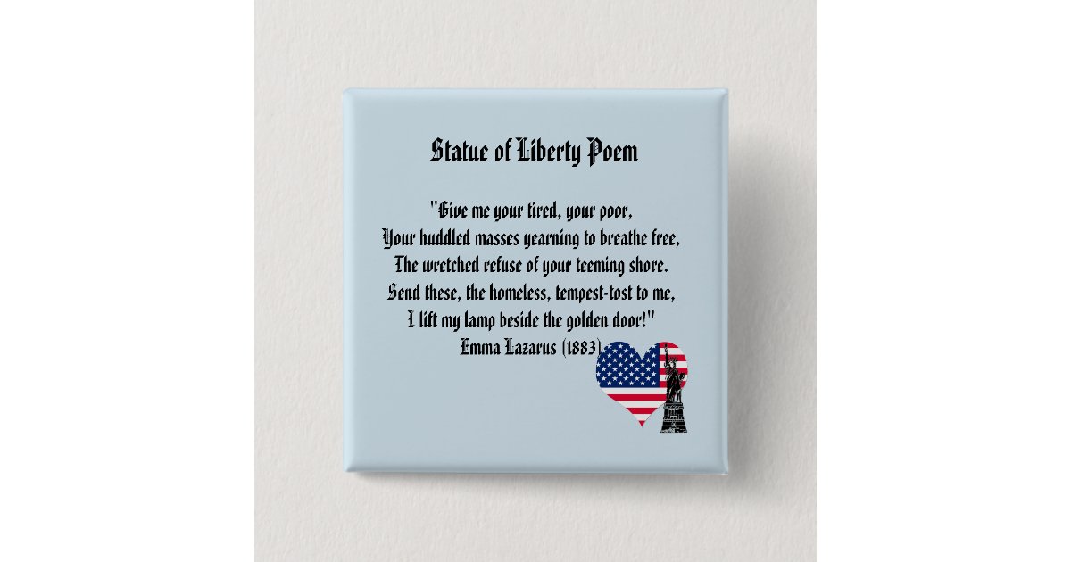 Statue of Liberty Poem Pinback Button | Zazzle
