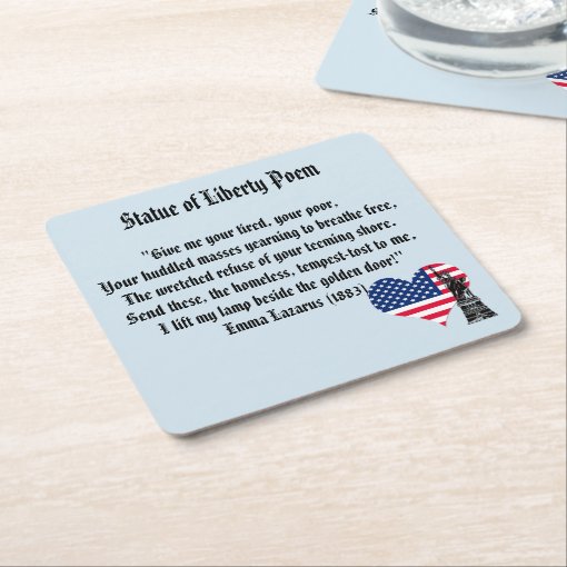 Statue of Liberty Poem Square Paper Coaster | Zazzle