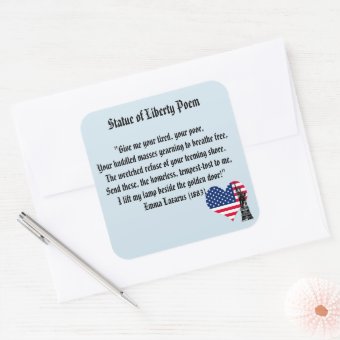 Statue of Liberty Poem Square Sticker | Zazzle