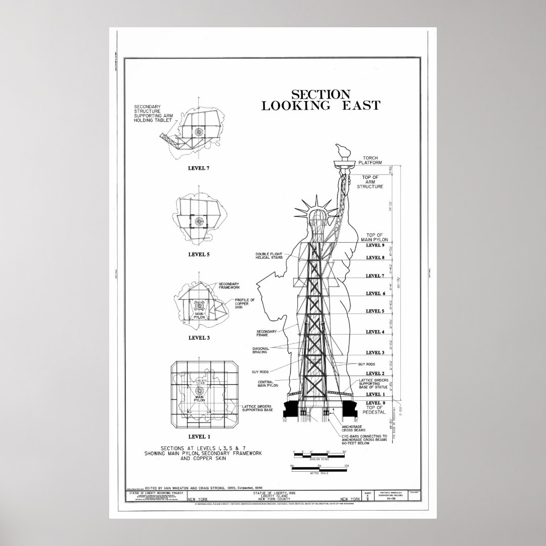 Statue of Liberty Structural Schematic Poster | Zazzle