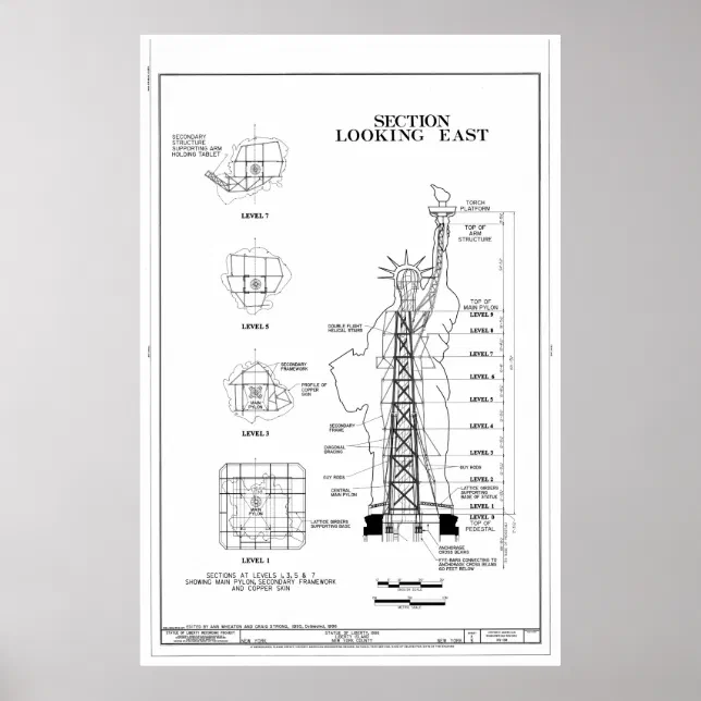 Statue of Liberty Structural Schematic Poster | Zazzle