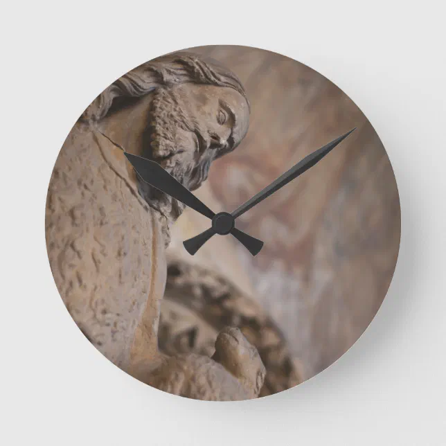 Statue of Saint John the Baptist Round Clock | Zazzle