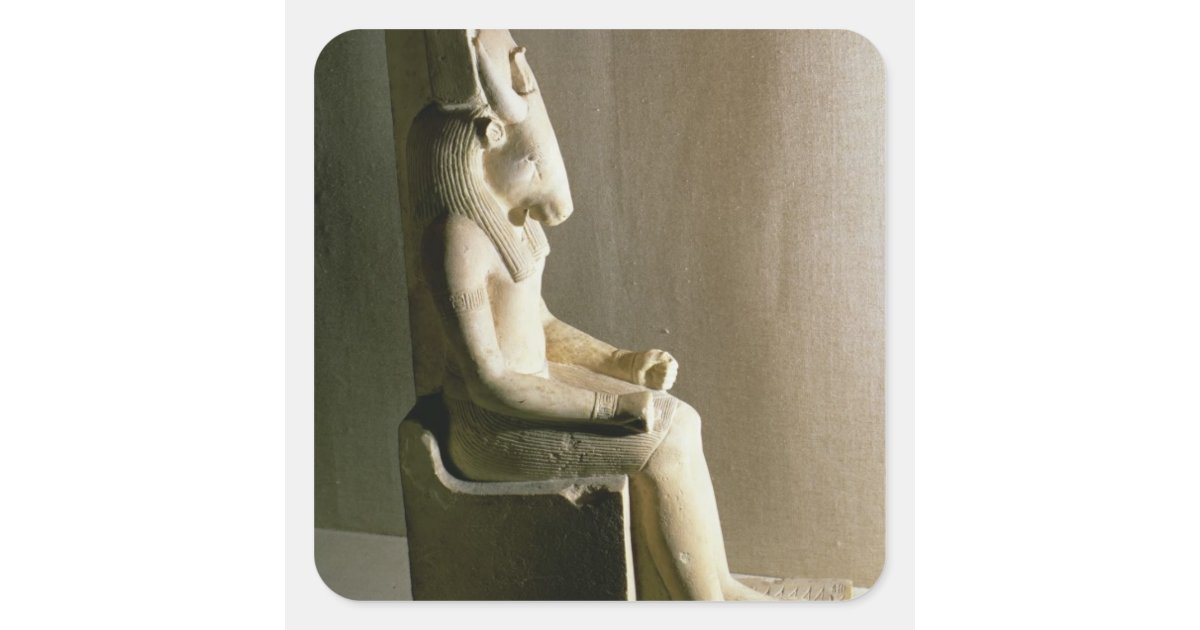 Statue of the god Montu with the head of a bull, f Square Sticker | Zazzle
