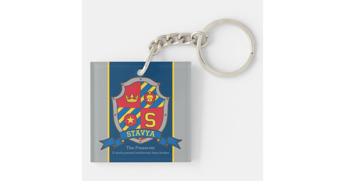 Stavya name meaning letter S knight crest custom Keychain | Zazzle