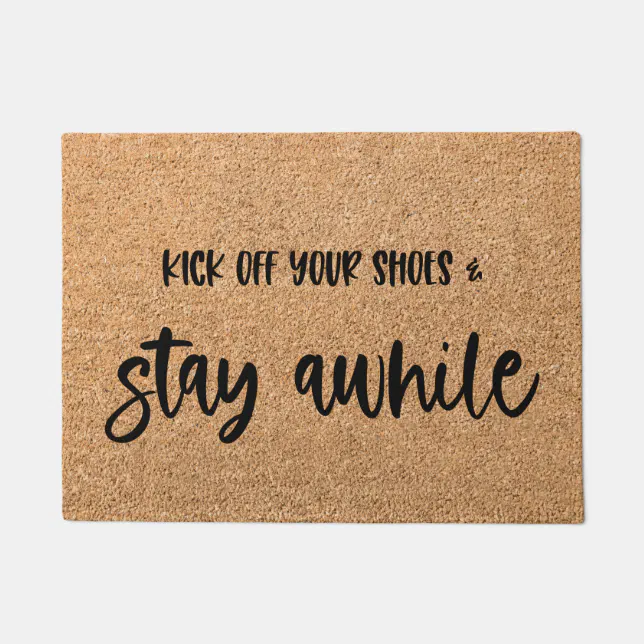 Stay Awhile Welcome Mat Doormat | Zazzle