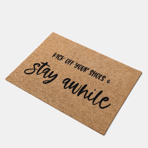 Stay Awhile Welcome Mat Doormat | Zazzle