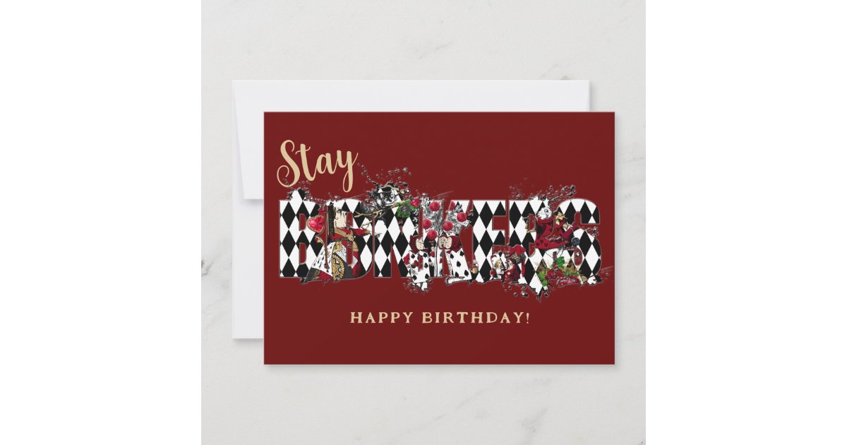Stay Bonkers Alice in Wonderland Birthday Card | Zazzle
