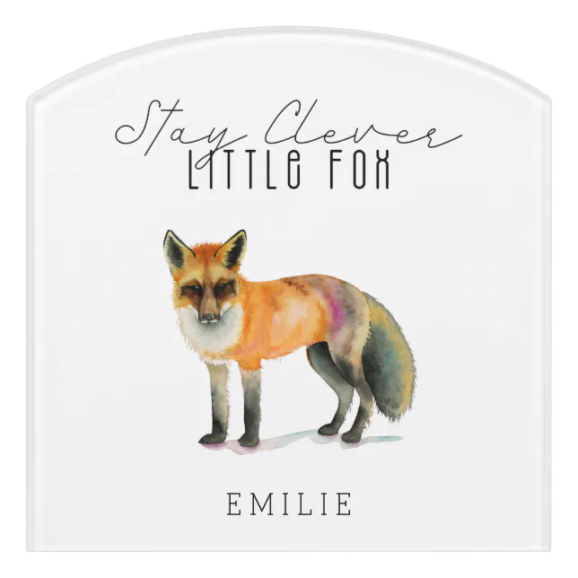 Stay Clever Little Fox Personalized Door Sign | Zazzle