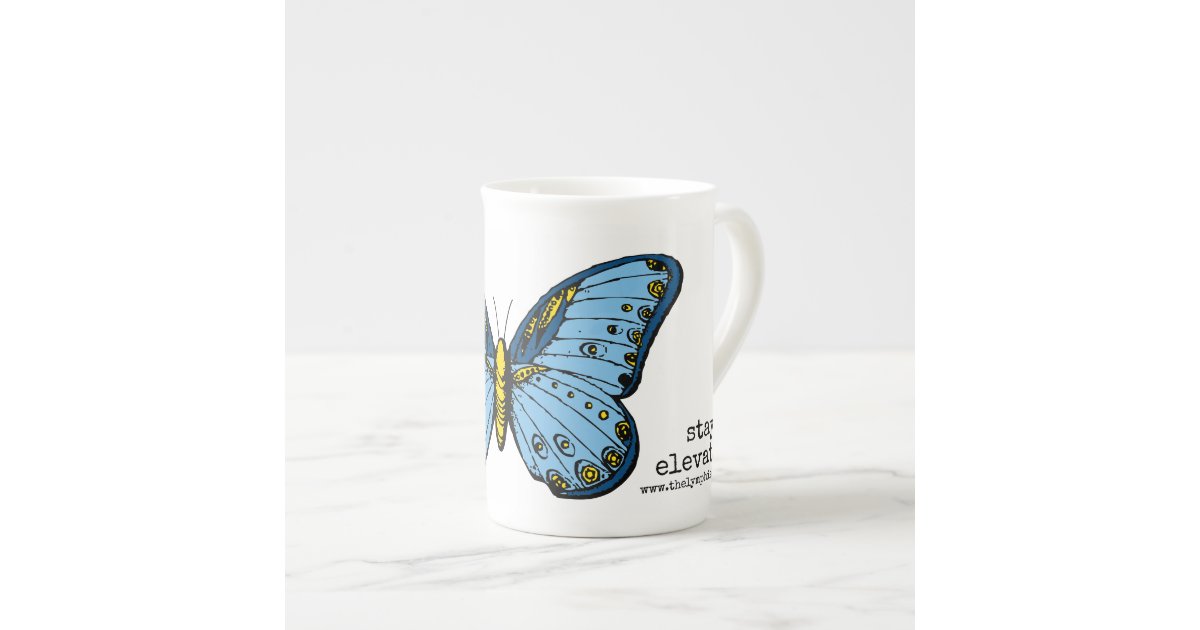 "Stay Elevated" Blue Butterfly Mug | Zazzle