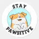 Stay Pawsitive Funny Smiling Dog Pun Classic Round Sticker | Zazzle