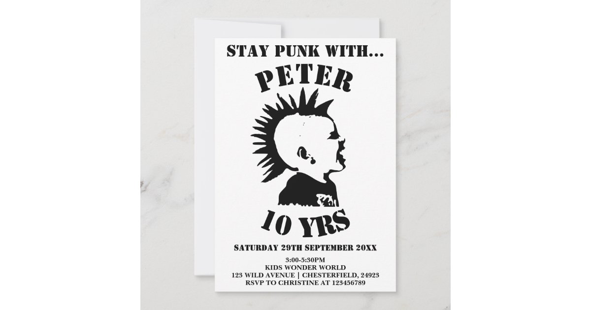 STAY PUNK Boys' Birthday Party Invitation Card | Zazzle