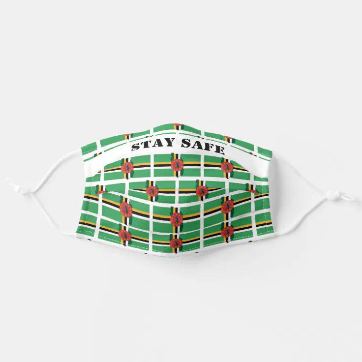 Stay Safe DOMINICA FLAG Customizable Adult Cloth Face Mask | Zazzle