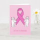 Stay Strong Pink Ribbon and Cartoon White Cats Card | Zazzle