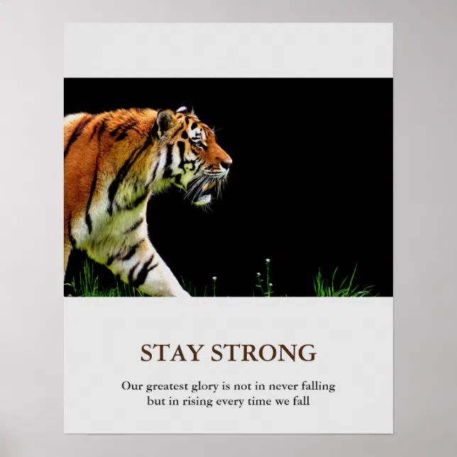 Stay Strong Tiger Motivational Animal Artwork Poster | Zazzle